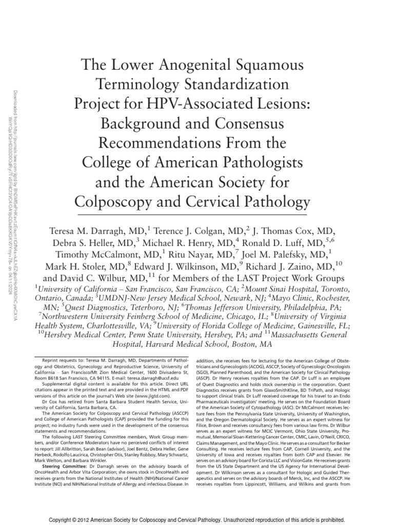 The Lower Anogenital Squamous Terminology.6 | PDF | Cervical Cancer ...