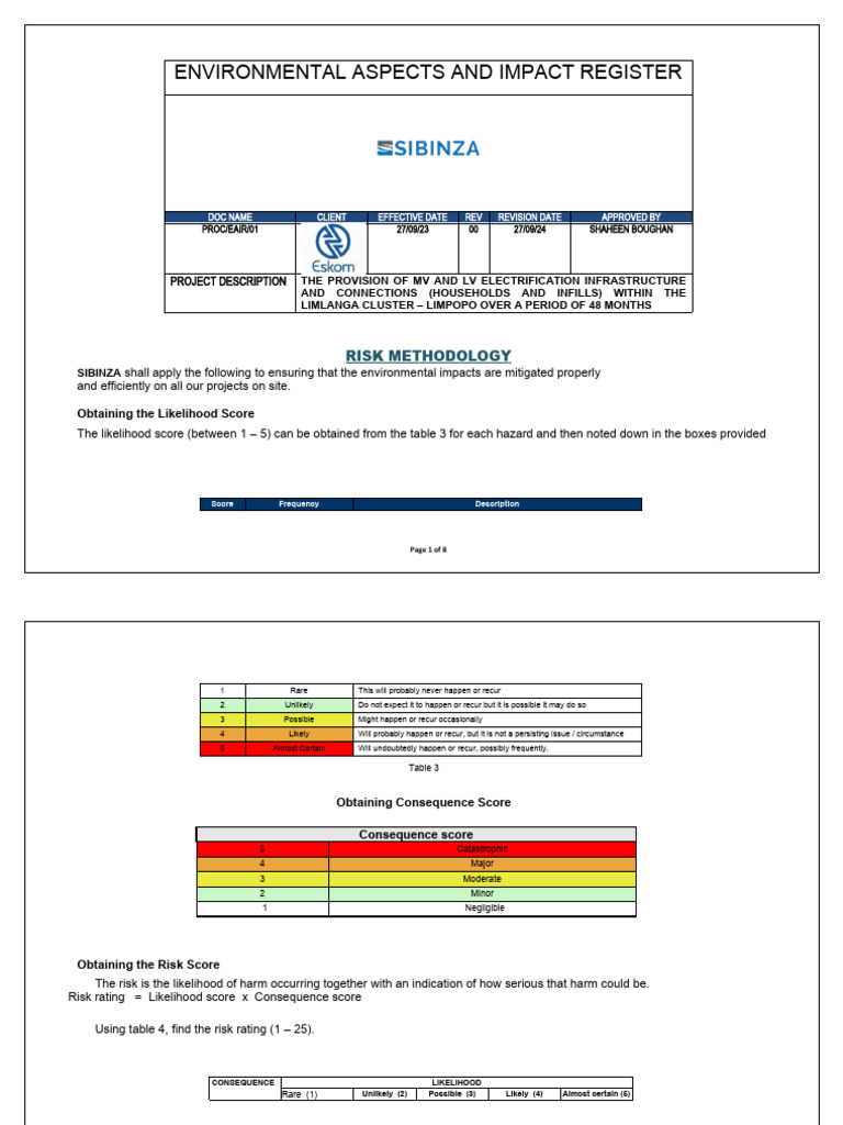 Environmental Aspects and Impacts Register | PDF | Waste | Waste Management