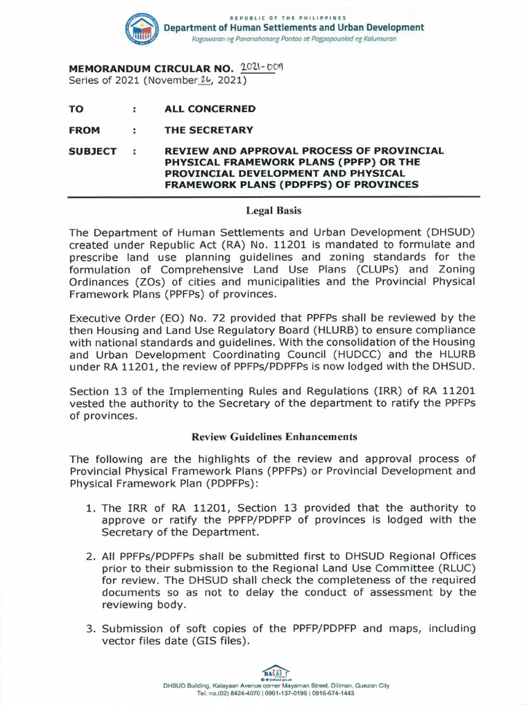 DHSUD MC 2021-009 - Revised Review and Approval Process of PPFPs | PDF ...