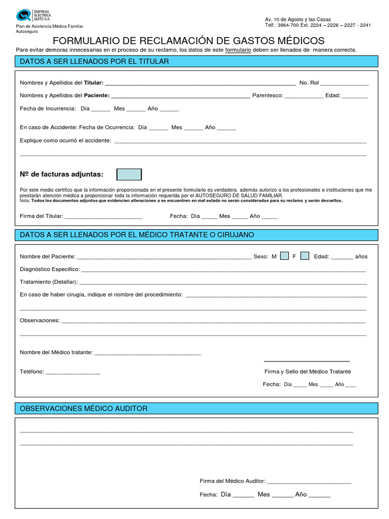 Formulario de Gastos Médicos | Descargar gratis PDF | Cuidado de la salud | Medicina