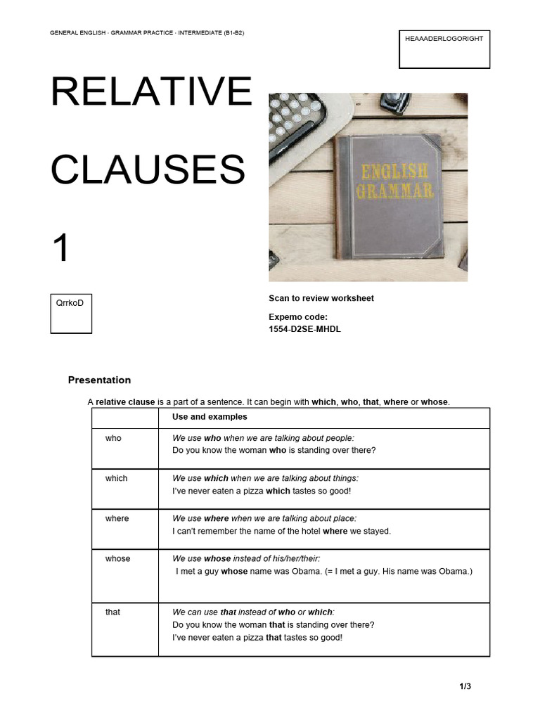 Relative Clauses 1 British English Student Ver2 BW | Download Free PDF | Linguistics | Grammar