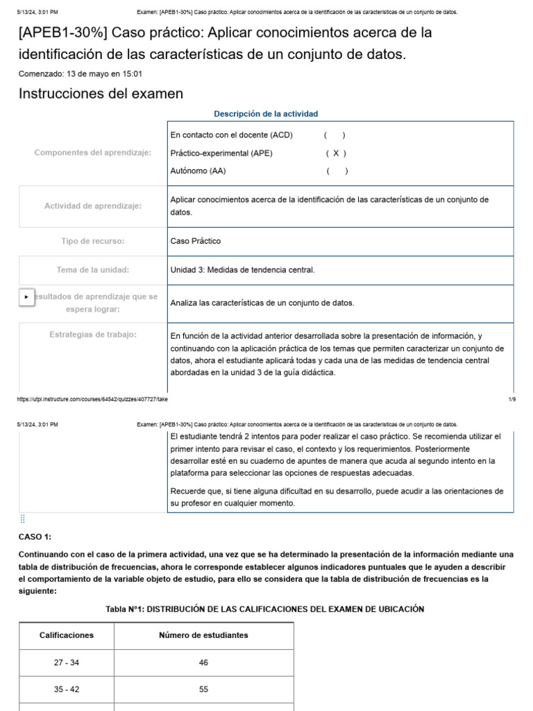 Examen - (APEB1-30%) Caso Práctico - Aplicar Conocimientos Acerca de La Identificación de Las ...