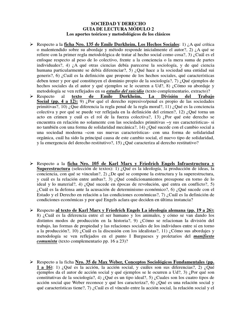 Guia de Lectura Mã - Dulo 2 | PDF | Friedrich Engels | Max Weber
