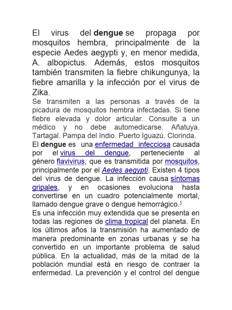 Prevención del Dengue y Otras Enfermedades | PDF | Fiebre del zika ...