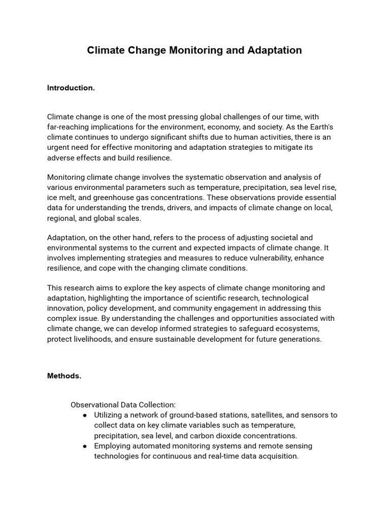 Climate Change Monitoring & Adaptation Strategies | PDF | Climate ...
