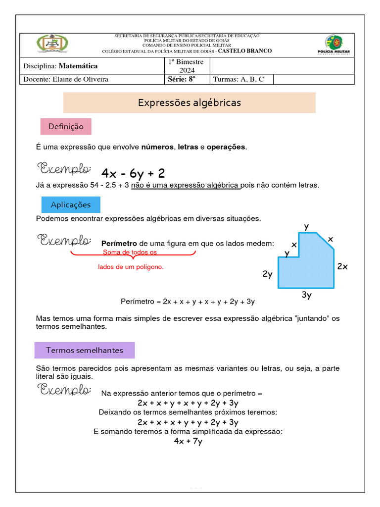 RESUMO Expressoes Algebricas | PDF | Álgebra abstrata | Matemática