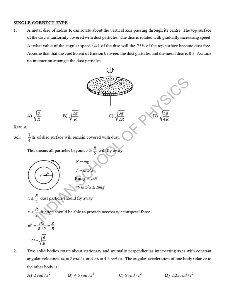 Physics Problem Set Analysis | PDF | Rotation | Physical Quantities