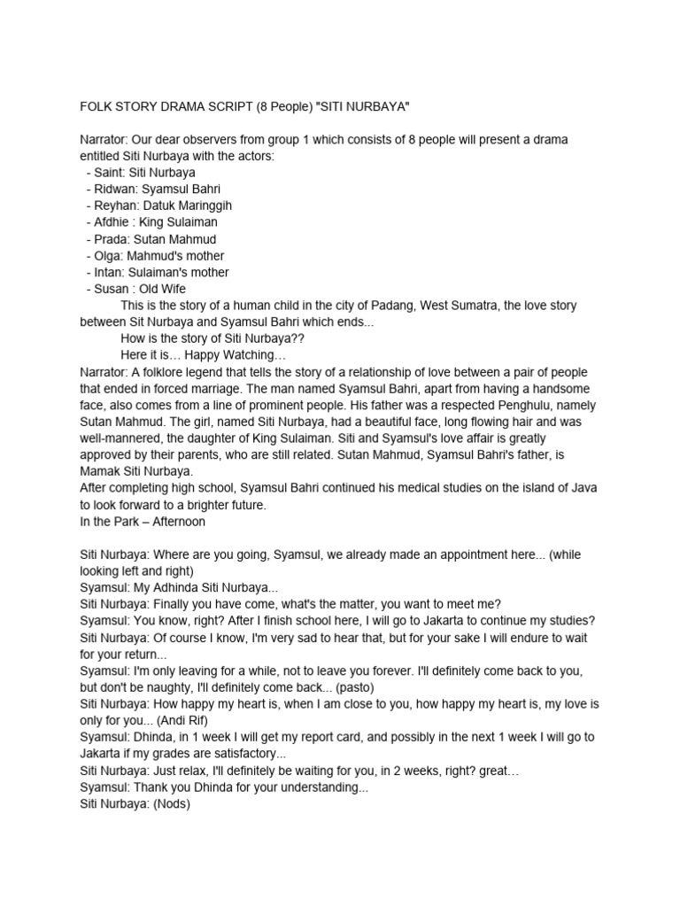 Siti Nurbaya: A Folk Drama Script | PDF | Poetry