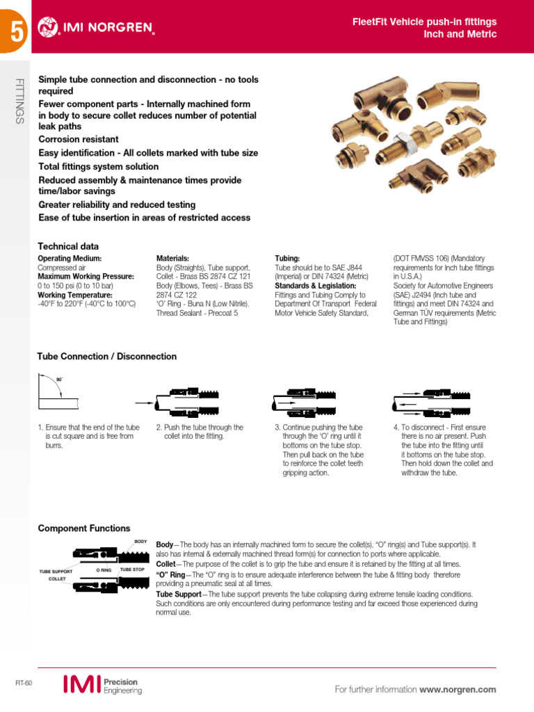 FleetFit Push-In Fittings Overview | PDF | Pipe (Fluid Conveyance ...