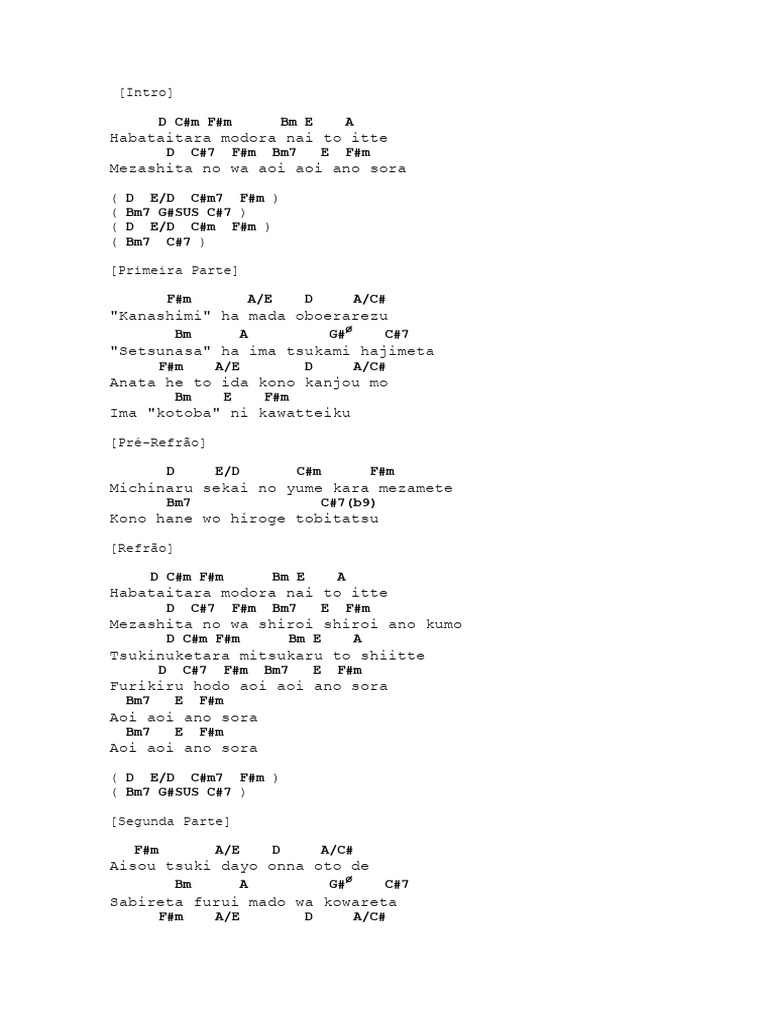 Blue Bird Chords and Lyrics Guide | PDF