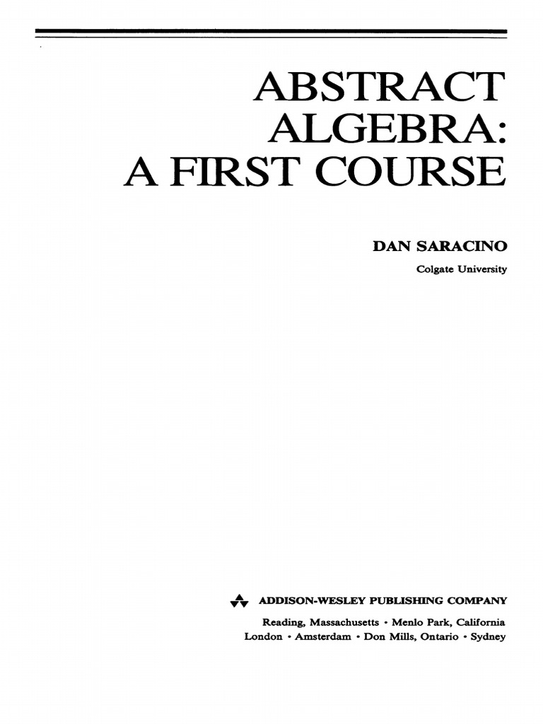 Abstract Algebra A First Course | PDF