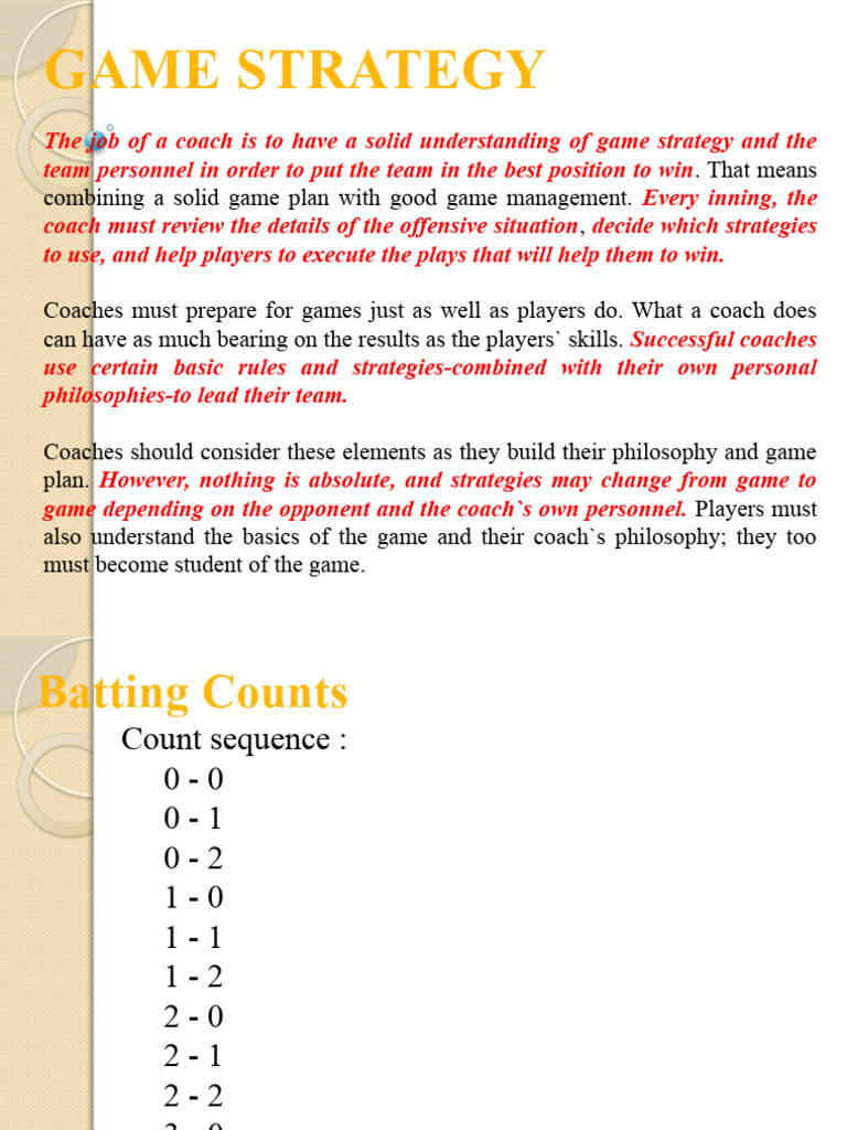 Game Strategy | Download Free PDF | Batting (Baseball) | Softball