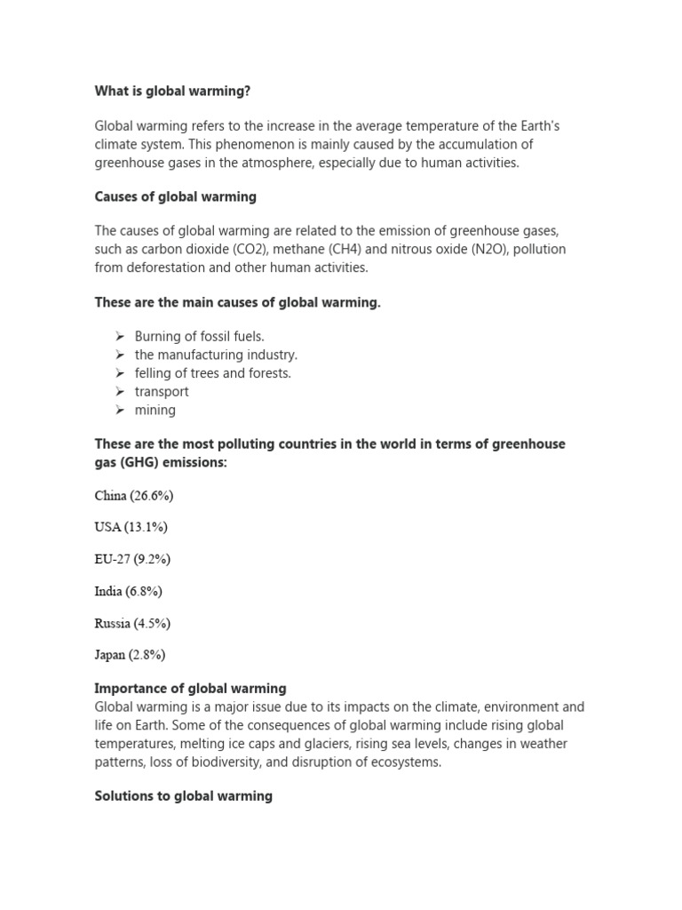 Understanding Global Warming Causes & Solutions | PDF