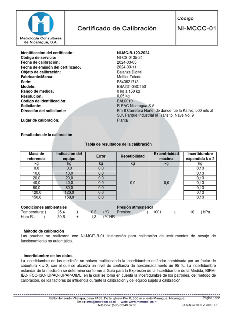 Página 1de2 | PDF | Metrología | Calibración