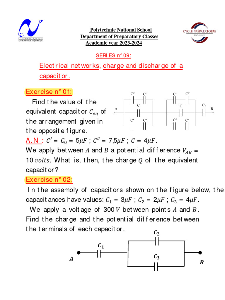 Capacitor Exercises for Electrical Networks | PDF | Capacitor | Dielectric