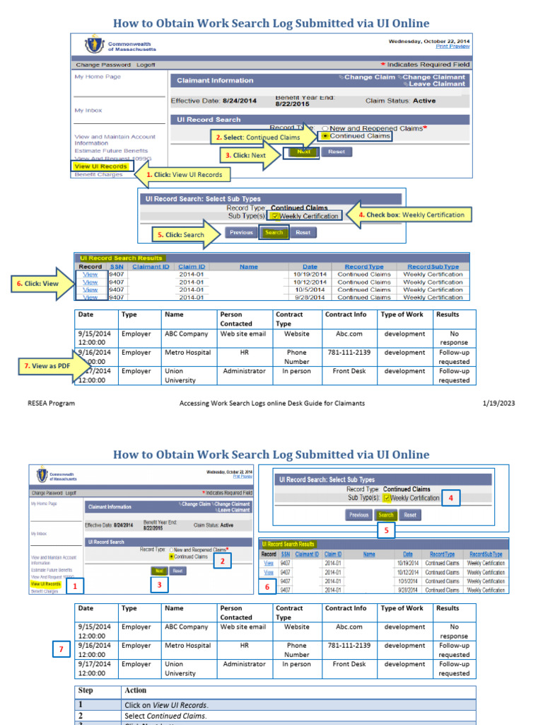 How To Obtain Work Search Log Submitted Via UI Online | PDF | World ...