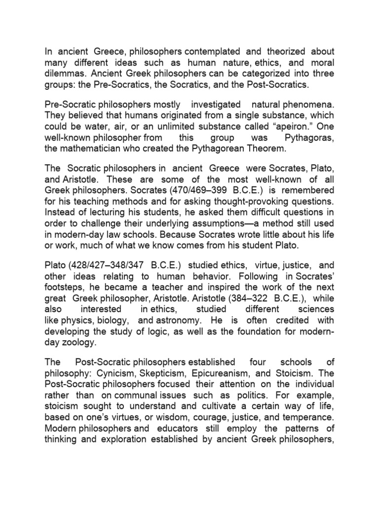 In Ancient Greece Advance Philosophy | PDF | Ancient Greek Philosophy ...