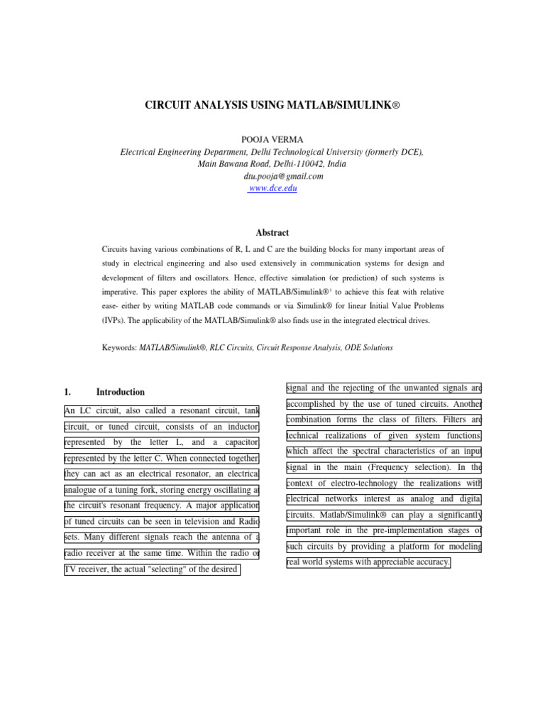 Circuit Analysis Using Matlab Simulink | PDF | Electrical Network | Series And Parallel Circuits