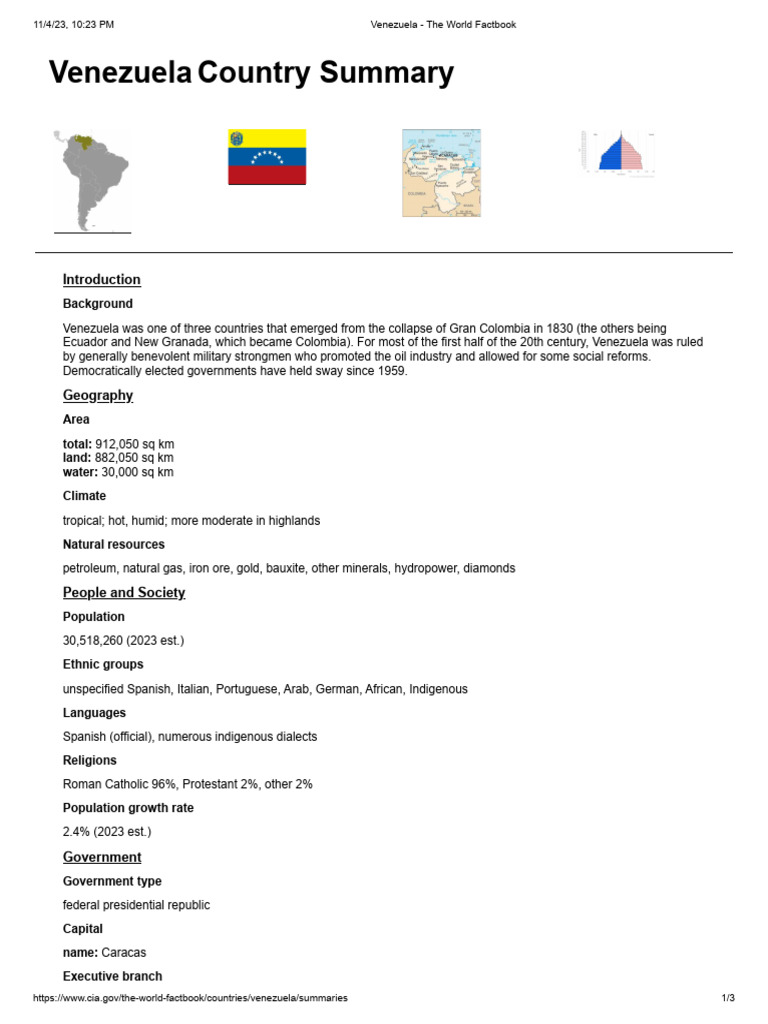 Venezuela Country Overview 2023 | PDF | Venezuela | Colombia