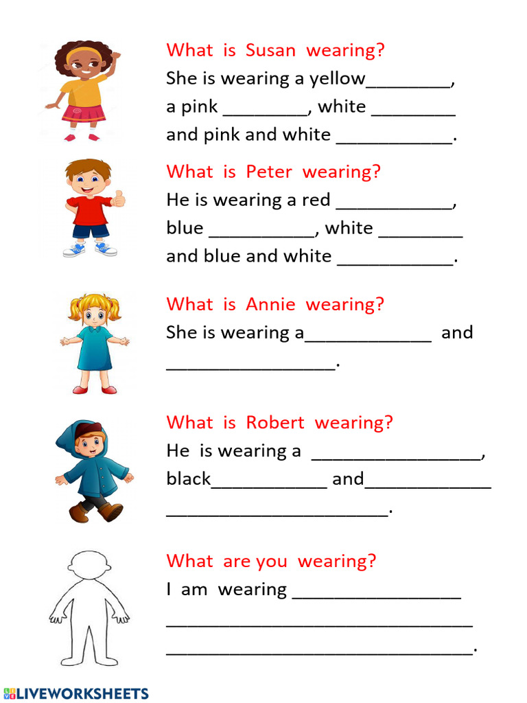 Clothing Fill-in-the-Blanks for Kids | PDF
