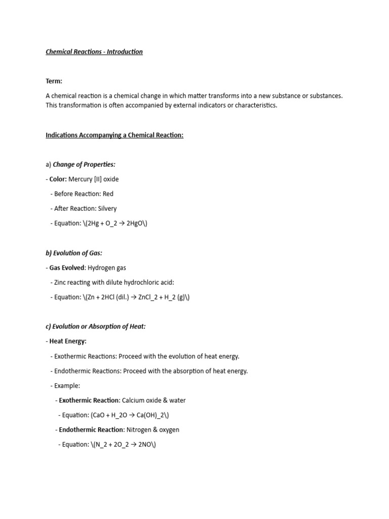 Chemical Reactions | PDF | Chemical Reactions | Catalysis