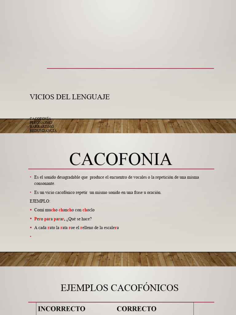 Cacofonía y otros vicios del lenguaje | PDF | Fonética | Lingüística