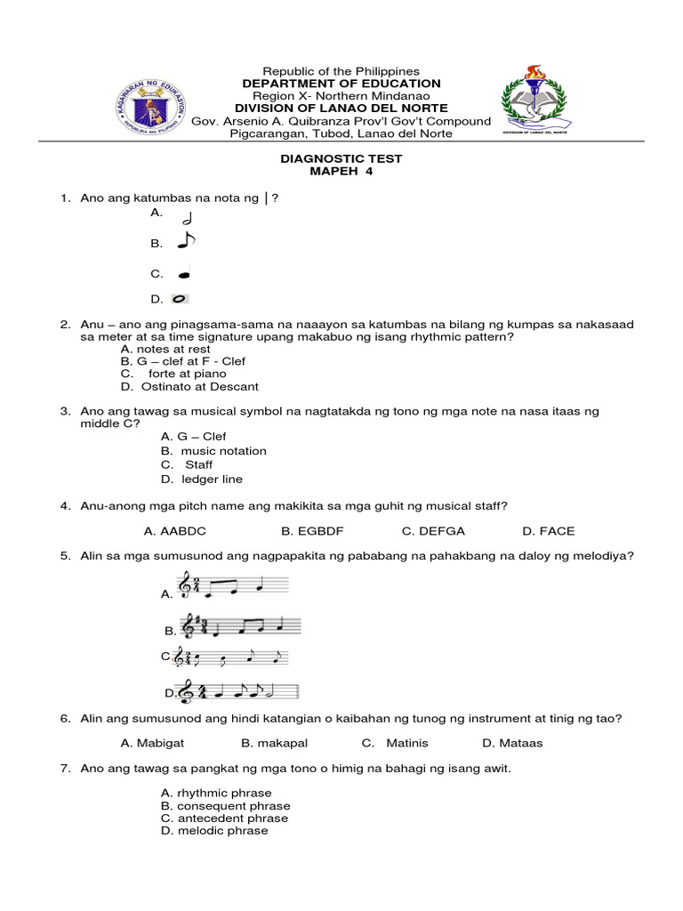 DIAGNOSTIC TEST Grade 4 | PDF