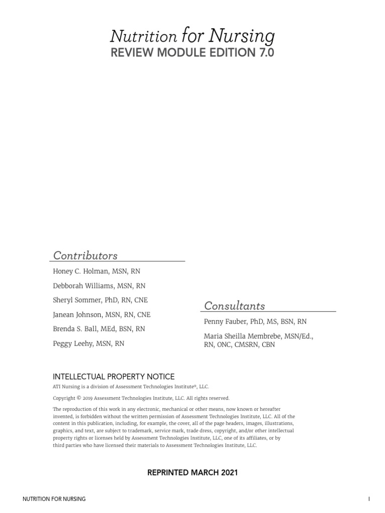 ATI Nutrition for Nursing | PDF | Carbohydrates | Fat