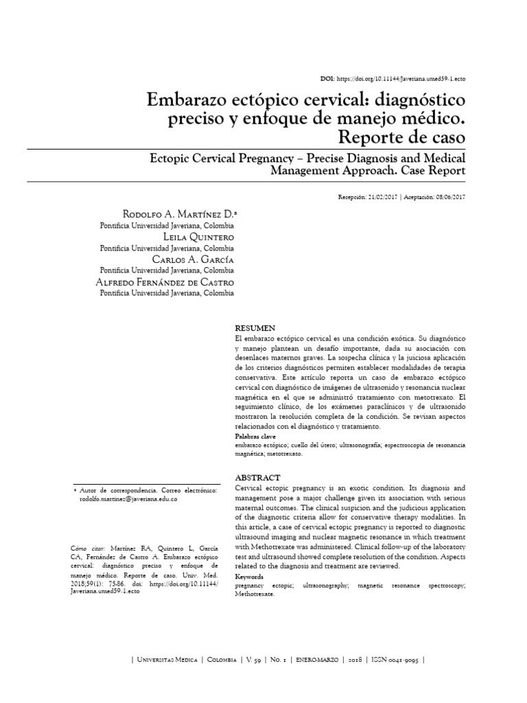 Embarazo Ectópico Cervical-Reporte de Caso | Descargar gratis PDF ...