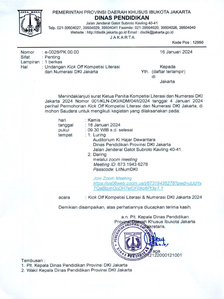 E-0028.PK.00.00 Undangan Kick Off Kompetisi Litnum 2024 - Stempel - 0001 | PDF
