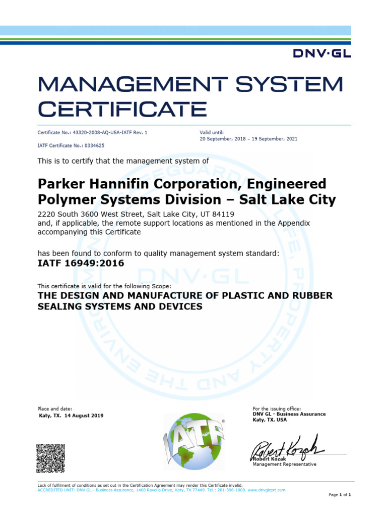 EPS SLC IATF 16949 Certificate | PDF