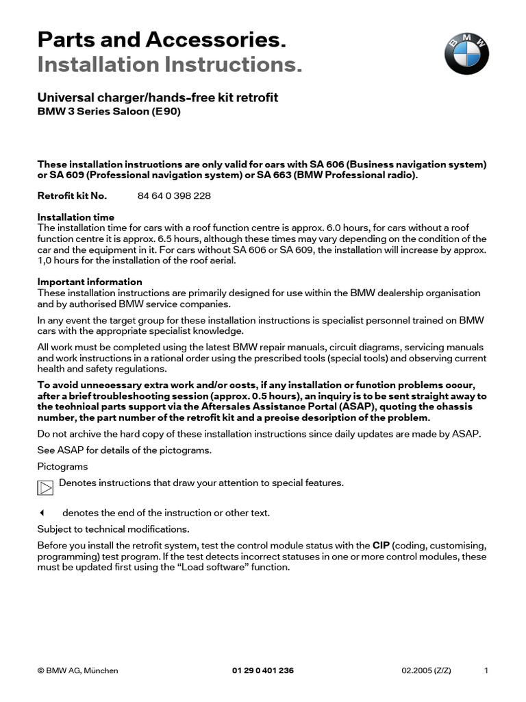 BMW E90 Bluetooth Retrofit Guide | PDF | Electrical Connector | Telephone