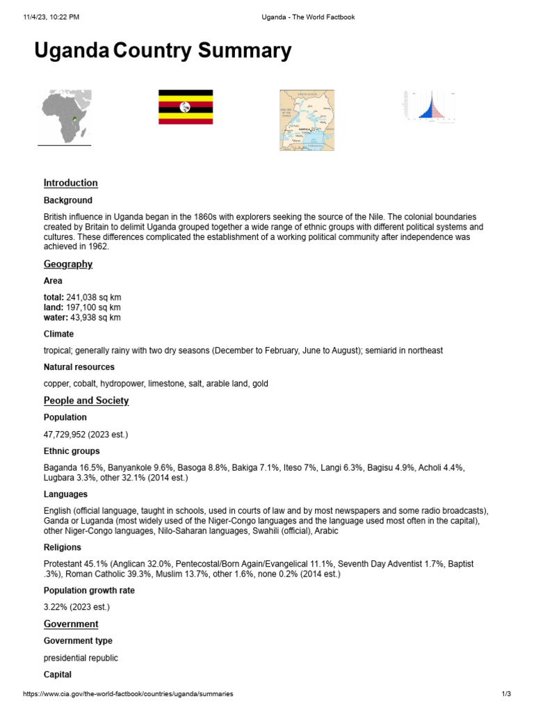 Uganda - The World Factbook | PDF | Uganda | Economies