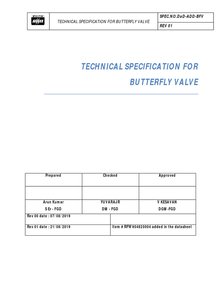 Butterfly Valves Specification Rev 01 | Download Free PDF | Valve | Actuator