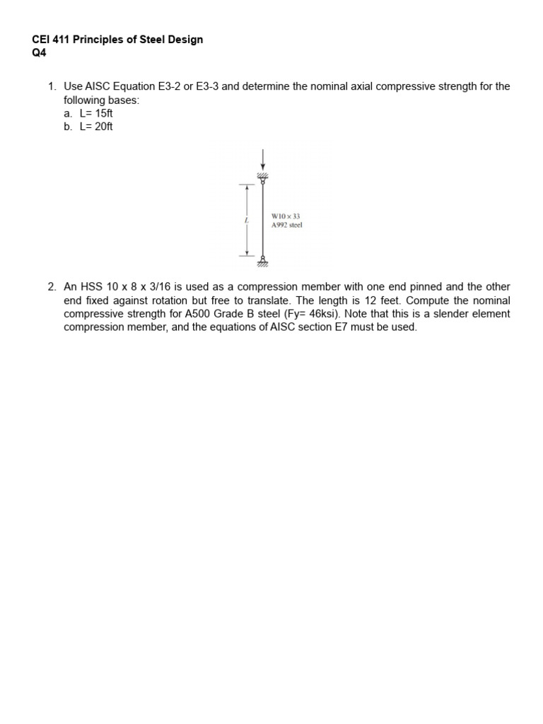 Steel Design: Axial Compressive Strength | PDF
