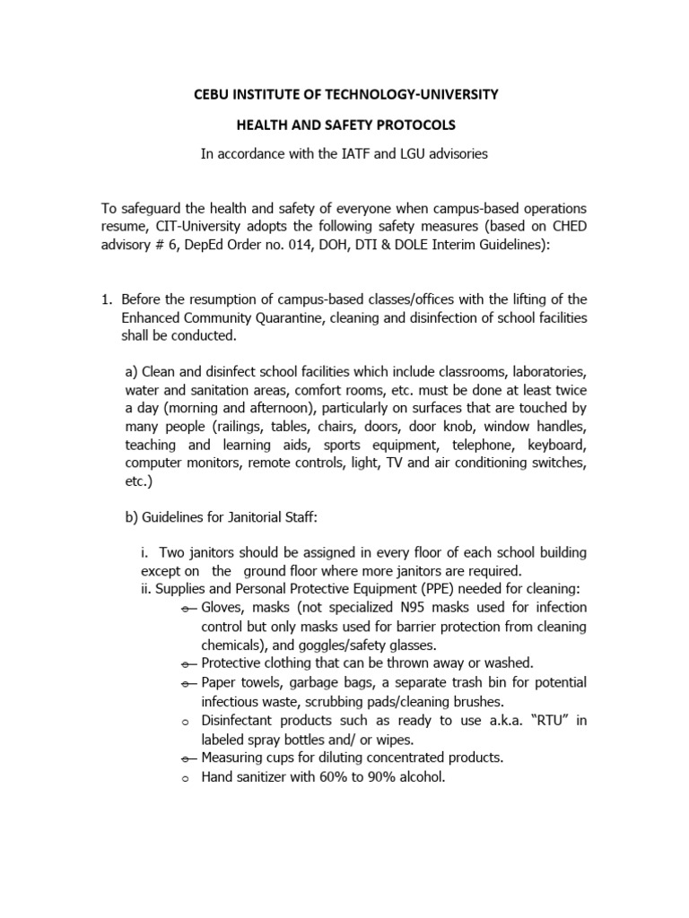 Health Safety Protocols 2 | PDF | Hand Washing | Waste