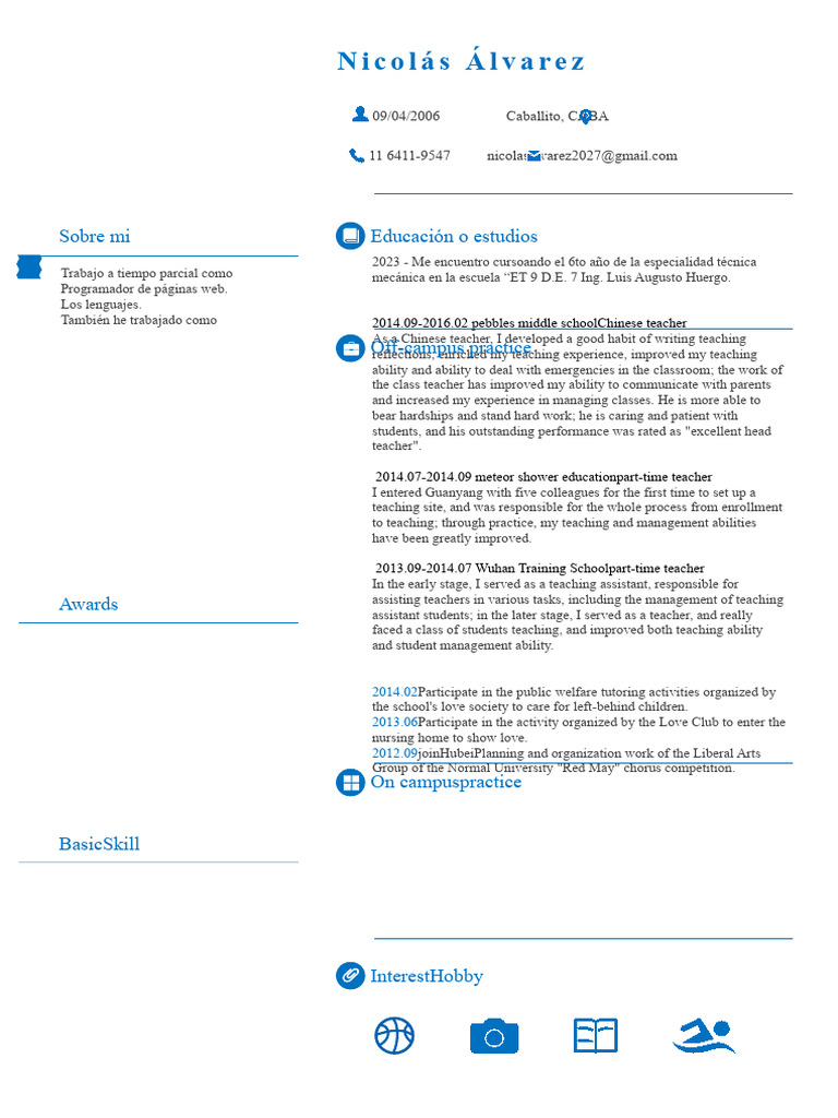 Nicolás Álvarez Currículum | PDF | Behavior Modification | Health Care
