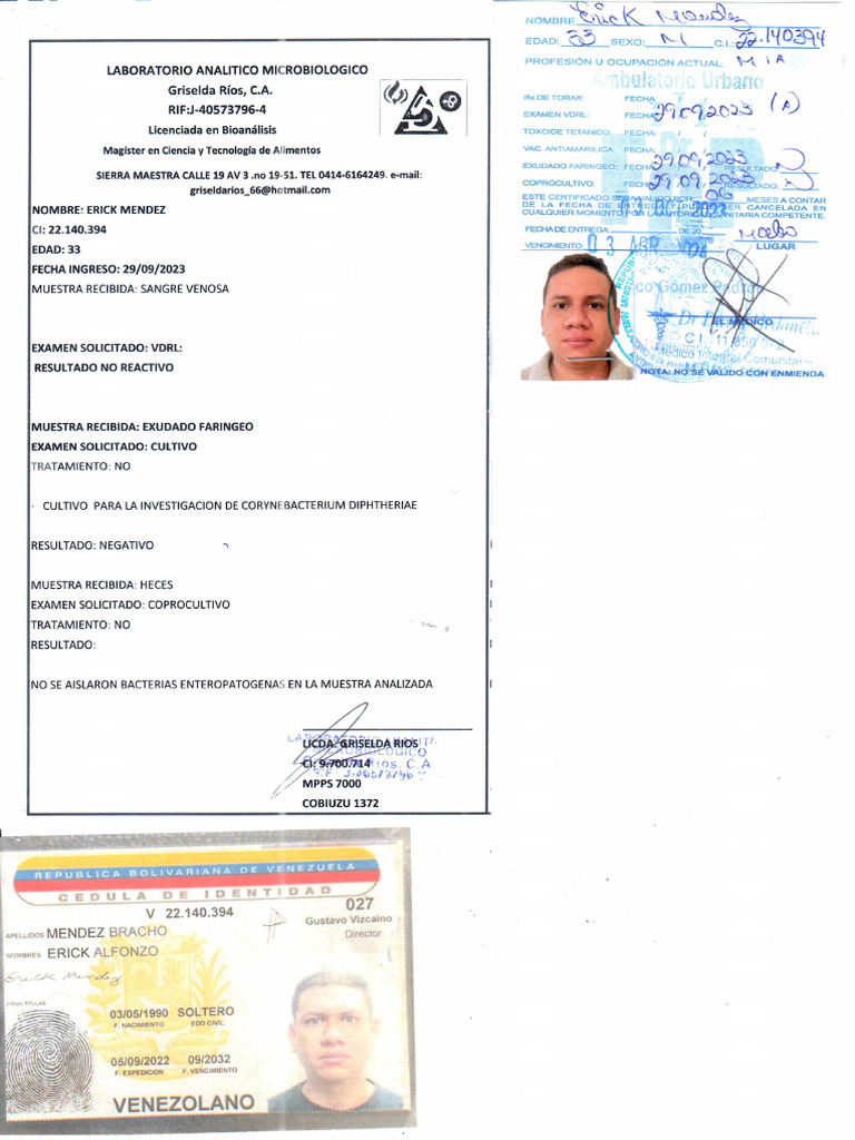 Certificado de Salud Erick | PDF