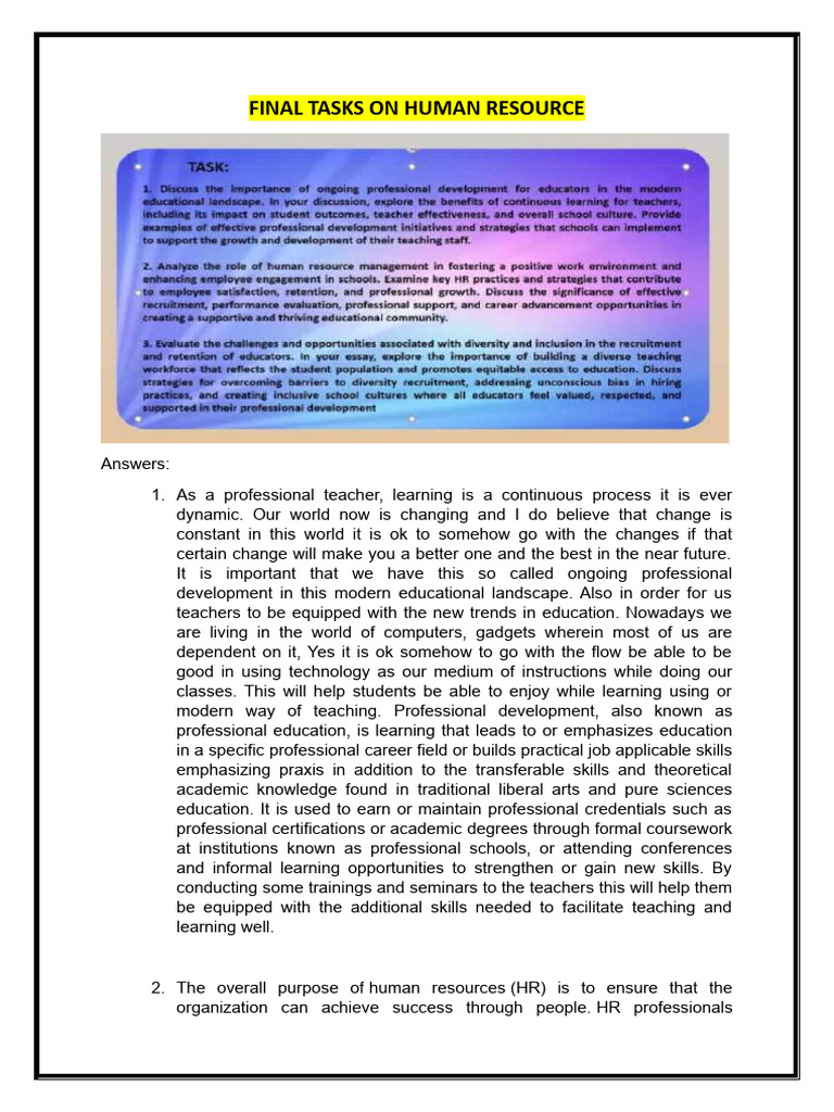 Final Tasks in Human Resource | PDF | Human Resource Management ...
