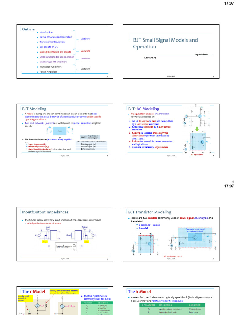 6.PPT - BJT#3 Small Signal Model and Analysis | PDF | Amplifier | Bipolar Junction Transistor