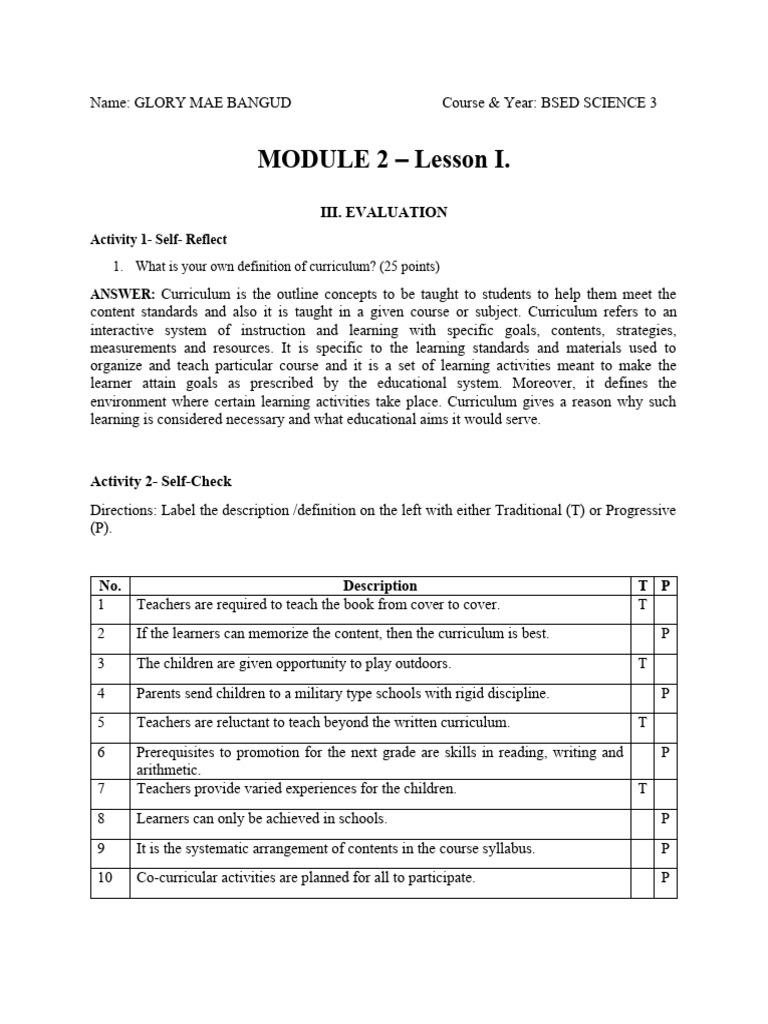 Module 2 Lessons 1 To 4 BANGUD | PDF | Curriculum | Learning