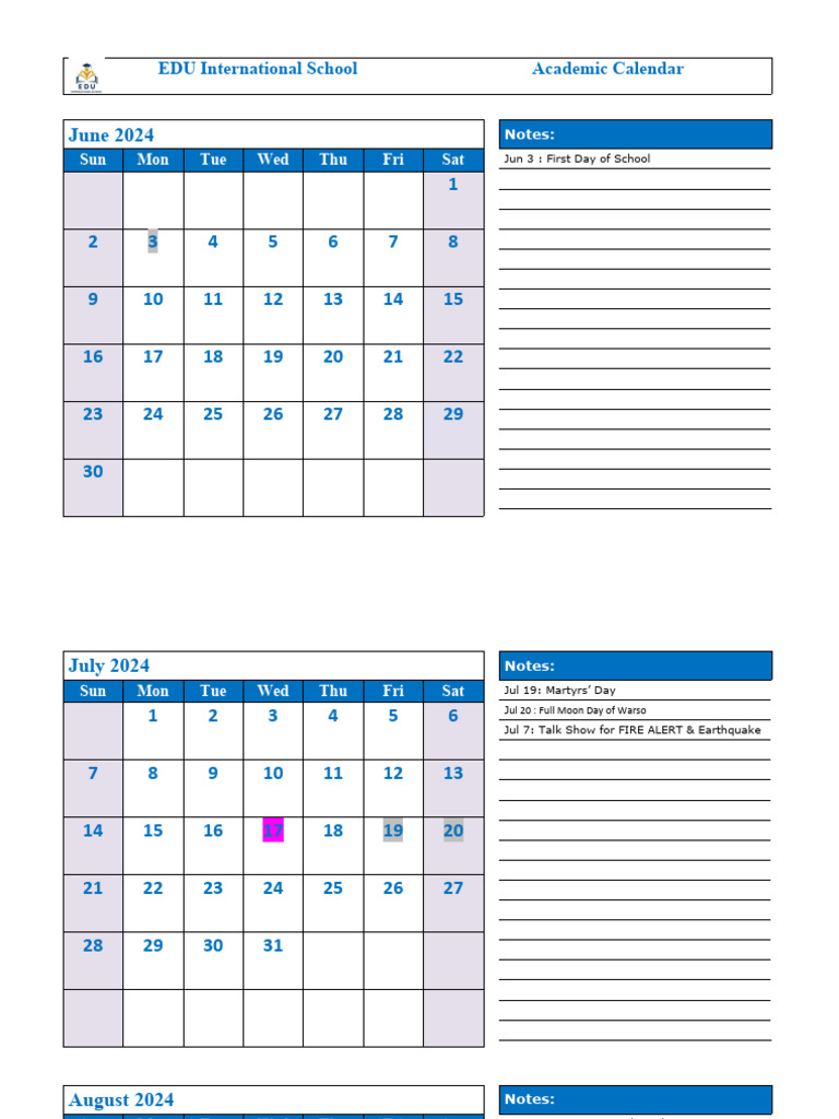 2024 Printable School Monthly Jun Sep Calendar 3 | PDF