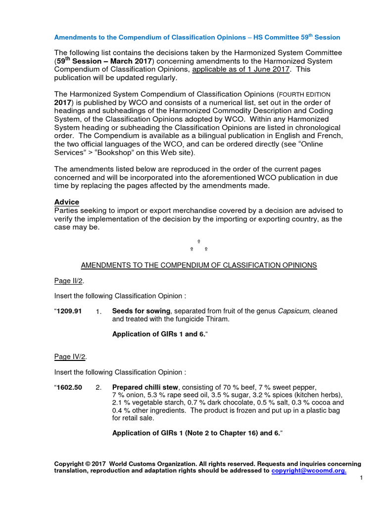 Amendments To Compedium of Clasification Opinions 59 Session CHS | PDF ...