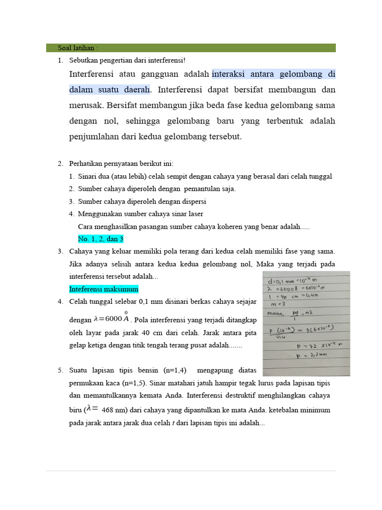 Modul3 Interferensi Cahaya 2 | PDF | Sains & Matematika