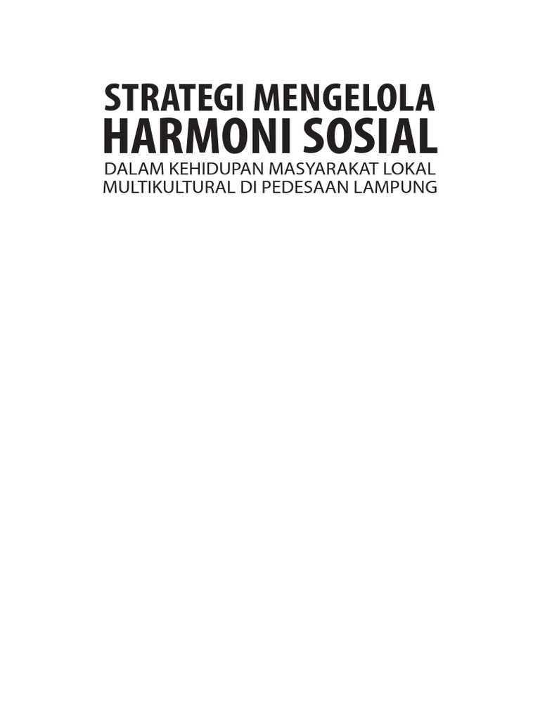 Strategi Mengelola Harmoni Sosial | PDF
