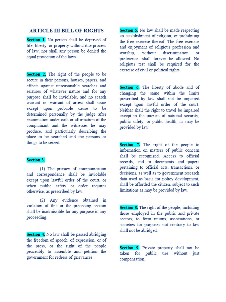 Article III - Bill of Rights | PDF | Search And Seizure | Search Warrant