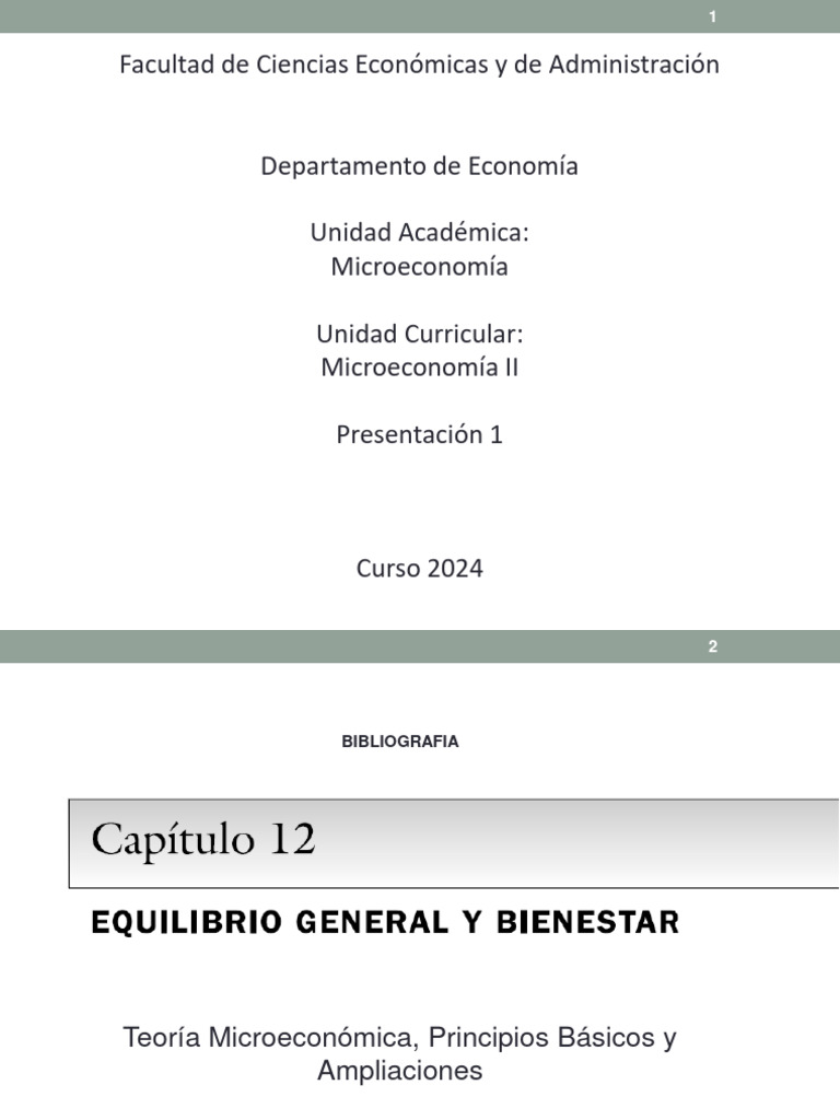 Micro II Equilibrio General Presentacion 2024 | PDF | Precios | Microeconomía