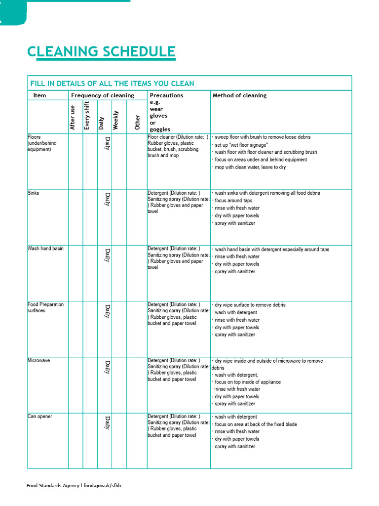 Cleaning Schedule and Guidelines | PDF | Home Appliance | Home