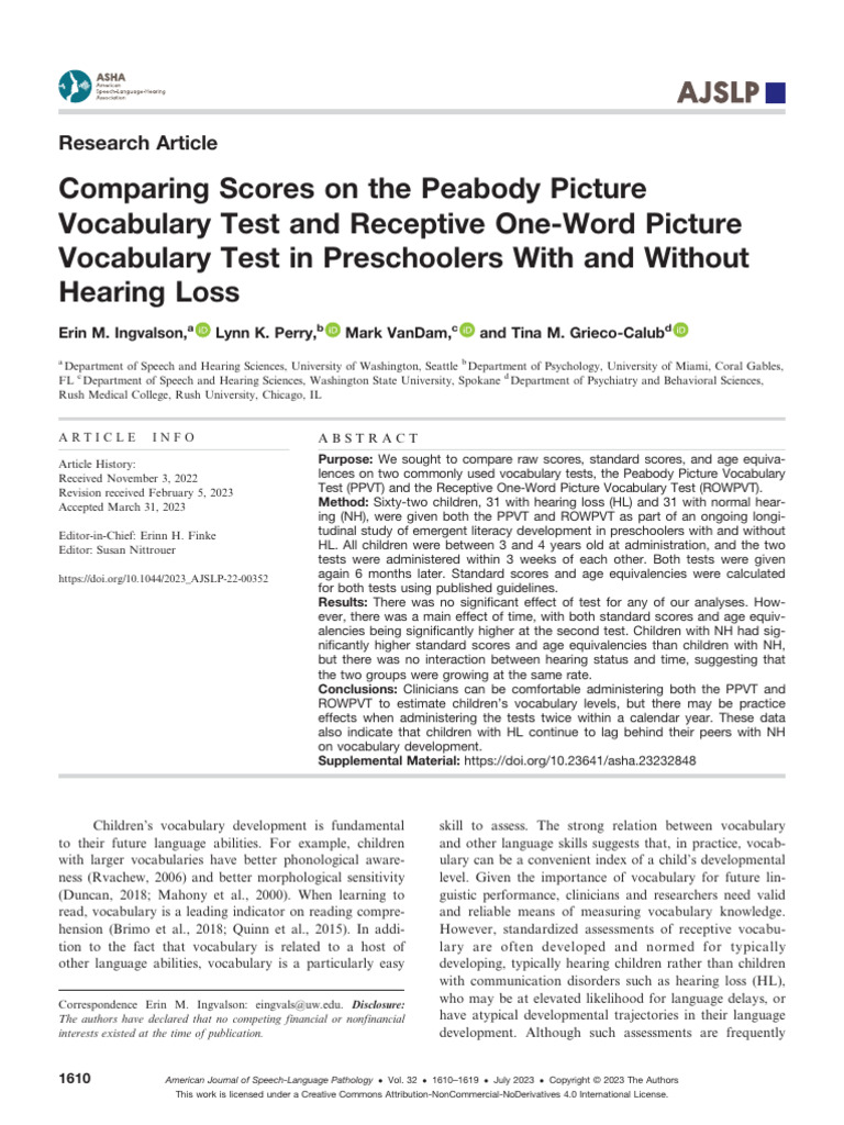Retrieve Study Peabody | PDF | Vocabulary | Hearing Loss