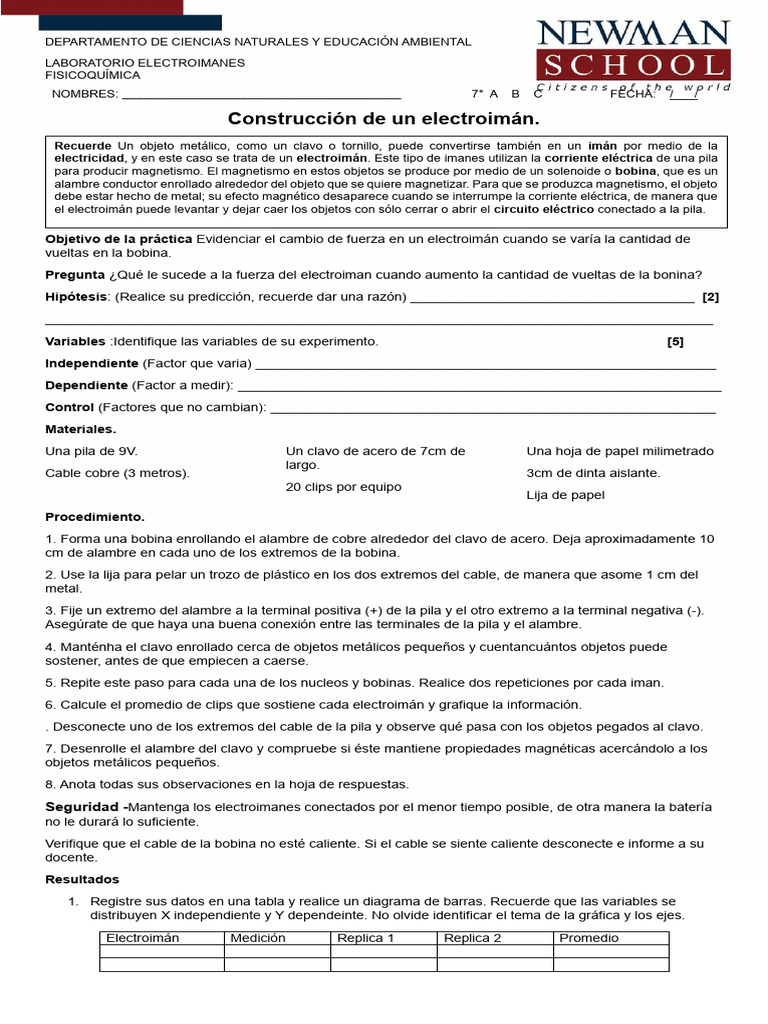Lab Electroimanes | PDF | Electromagnetismo | Ingenieria Eléctrica